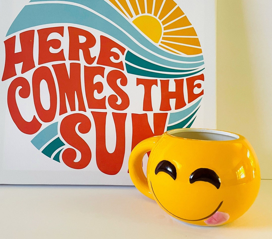 HAVE A HAPPY DAY Mug, Yellow Smiley Face Mug, Happy Face Emoji Mug ...