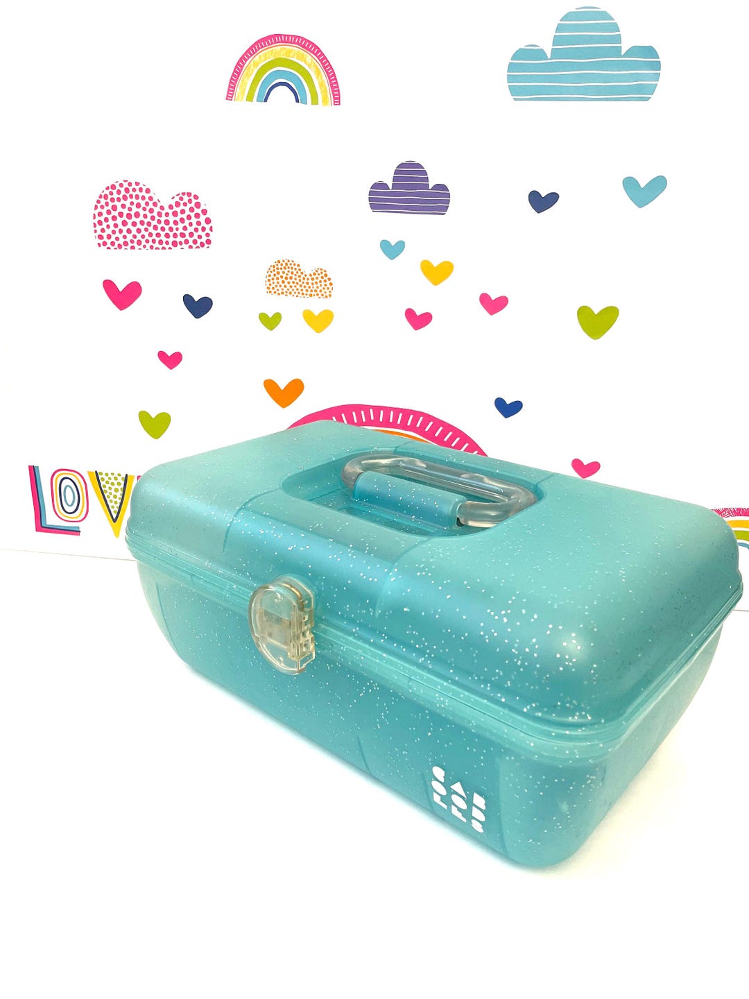 Aqua Green Glitter Plastic Caboodle Jellies Make-up Case With Mirror ...