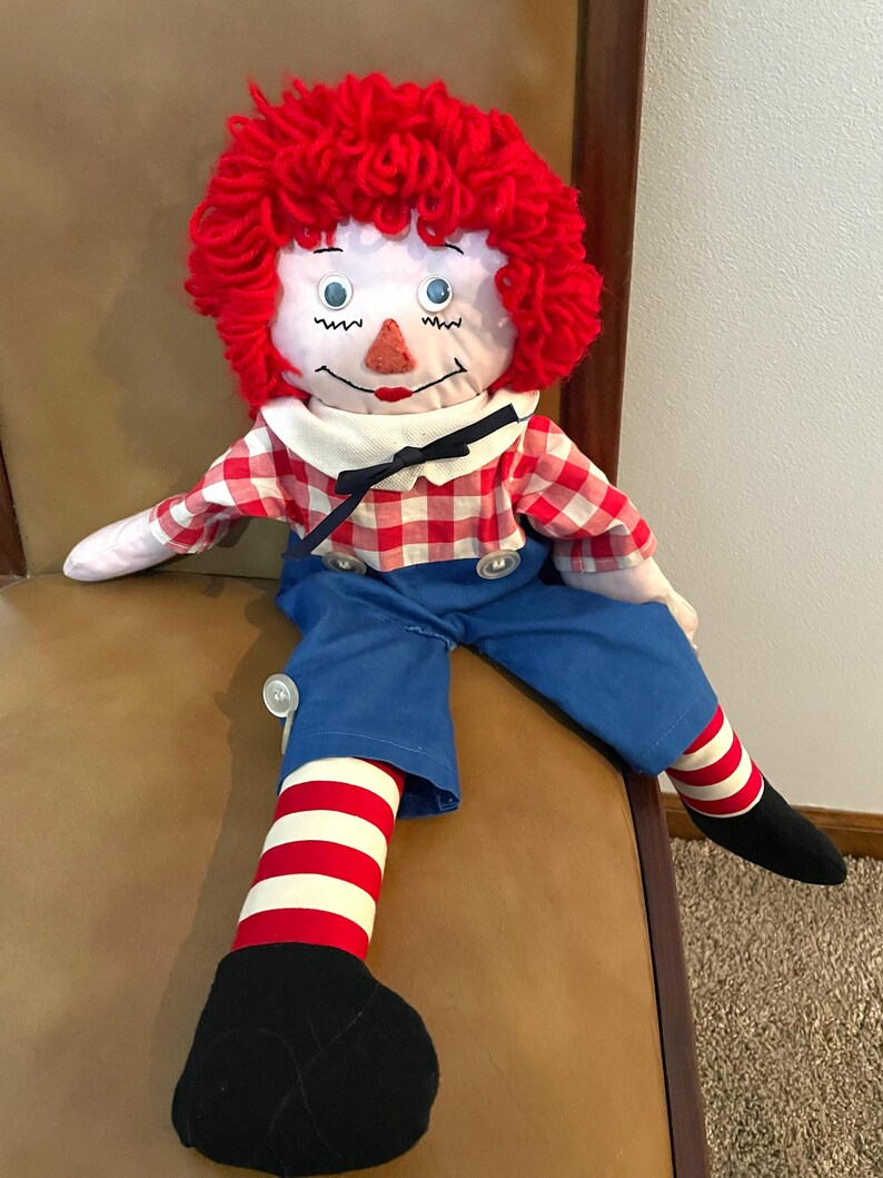 Vintage Raggedy Andy Doll: 20" Handmade With Felt Nose and Googly Eyes ...