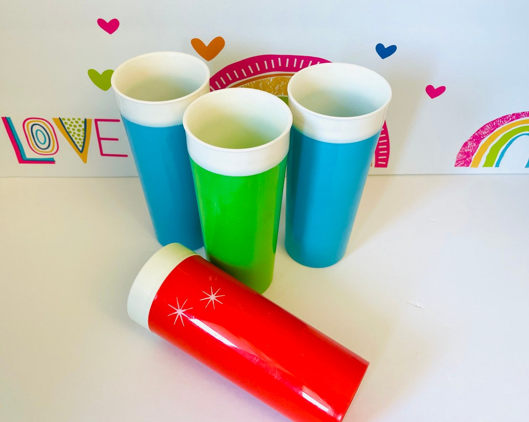 4 Fantastic Insulated Plastic Tumblers, Primary Color Lemonade Tumblers ...