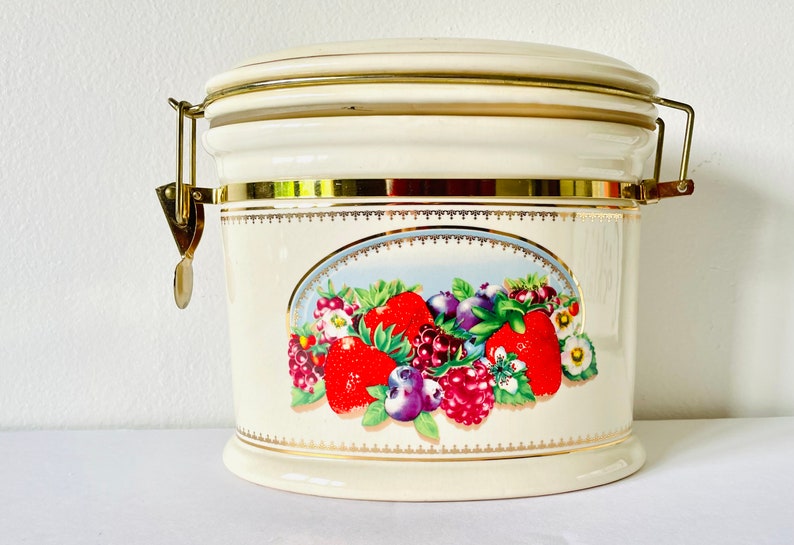 Vintage Knott's Berry Farm Ceramic Canister: 1970s Fruit Cornucopia ...
