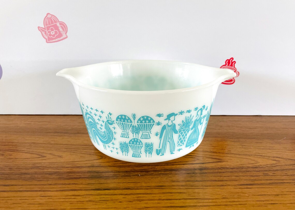 Turquoise Pyrex Amish Butterprint 471 and 473 Casseroles - Etsy