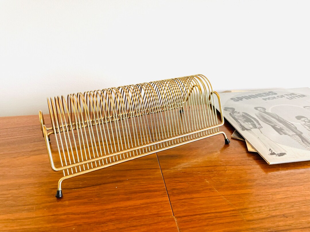 Vintage 60's Metal Vinyl Record Rack, Mid Century Record Holder, Wire ...