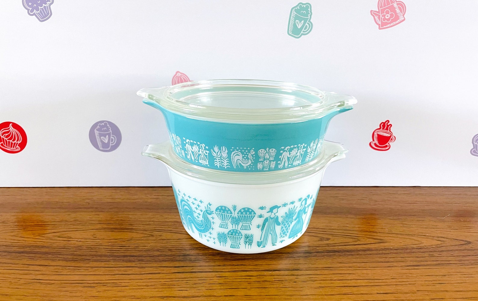 Turquoise Pyrex Amish Butterprint 471 and 473 Casseroles - Etsy