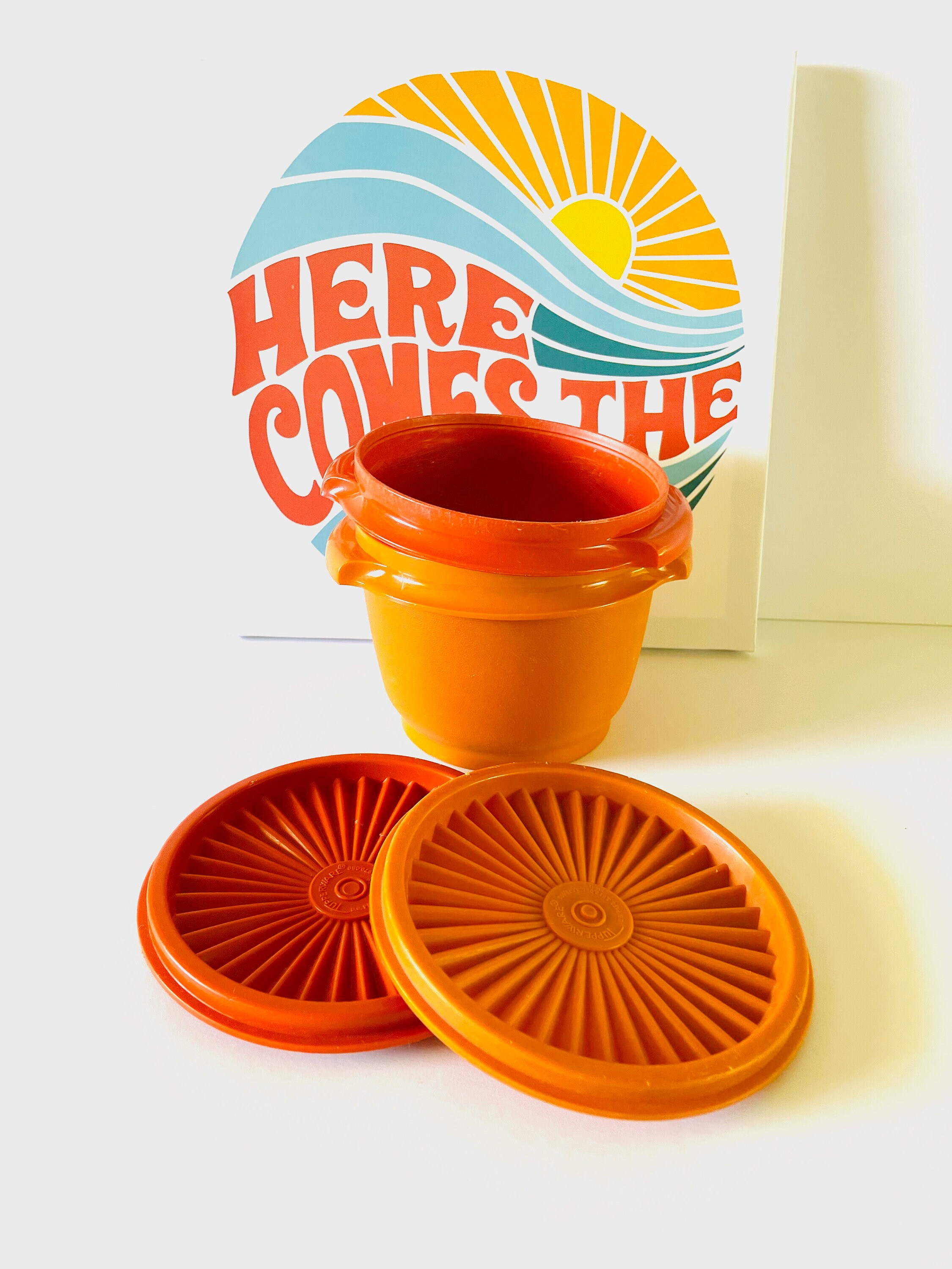 2 Vintage Orange Tupperware Bowls Tupperware Orange Covered | Etsy