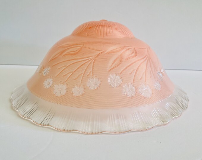 1930's Ceiling Light Cover, Art Deco Floral Ceiling Lamp Cover, Coral ...