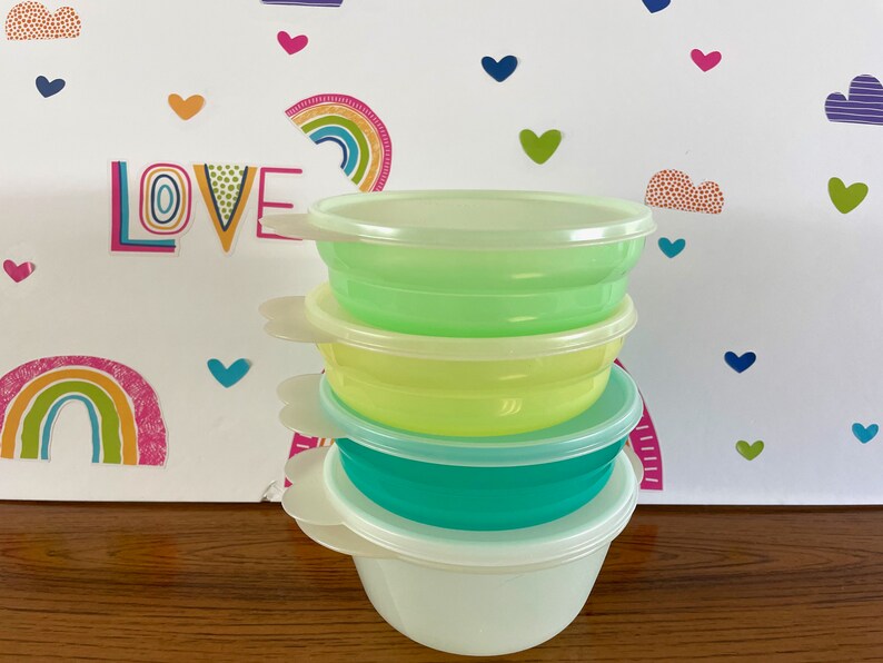4 Tupperware Crystalwave Bowls Pastel Tupperware Cereal - Etsy