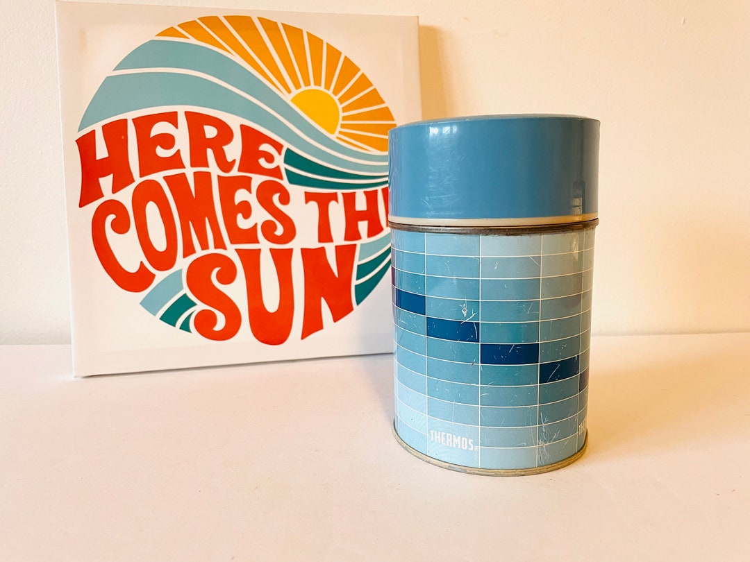 Vintage King Seeley Blue Metal Checked Hot & Cold Thermos - Etsy