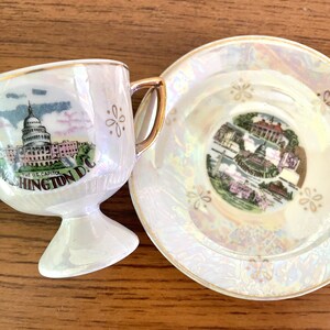 Lustreware Washington DC Souvenir Cup and Saucer, Porcelain Washington ...