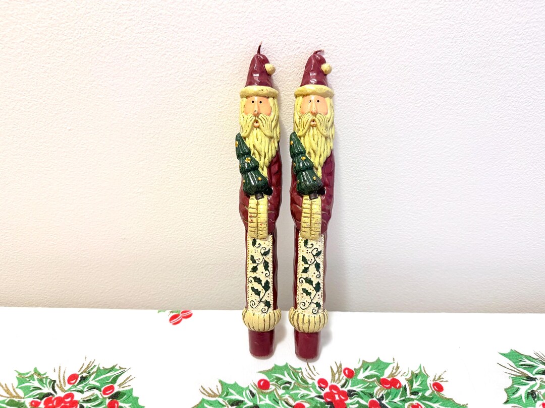 2 Vintage Primitive Rustic Father Christmas/santa Claus Candles - Etsy