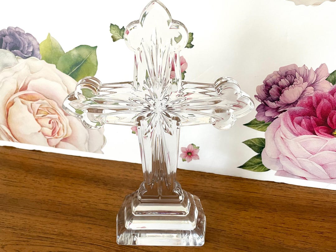 Lead Crystal Standing Cross, 10" Starburst Crystal Cross, Lead Crystal ...