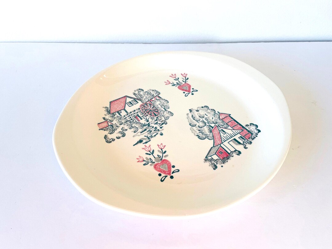Vintage Mid Century Marcrest Red and Green Mill Platter, Marcrest 1950 ...