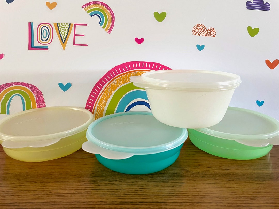 4 Tupperware Crystalwave Bowls, Pastel Tupperware Cereal Bowls ...