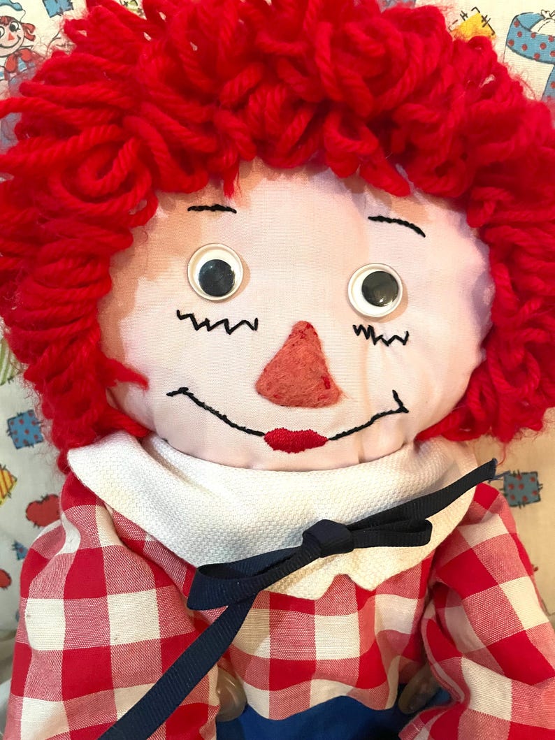 Vintage Raggedy Andy Doll: 20" Handmade With Felt Nose and Googly Eyes ...