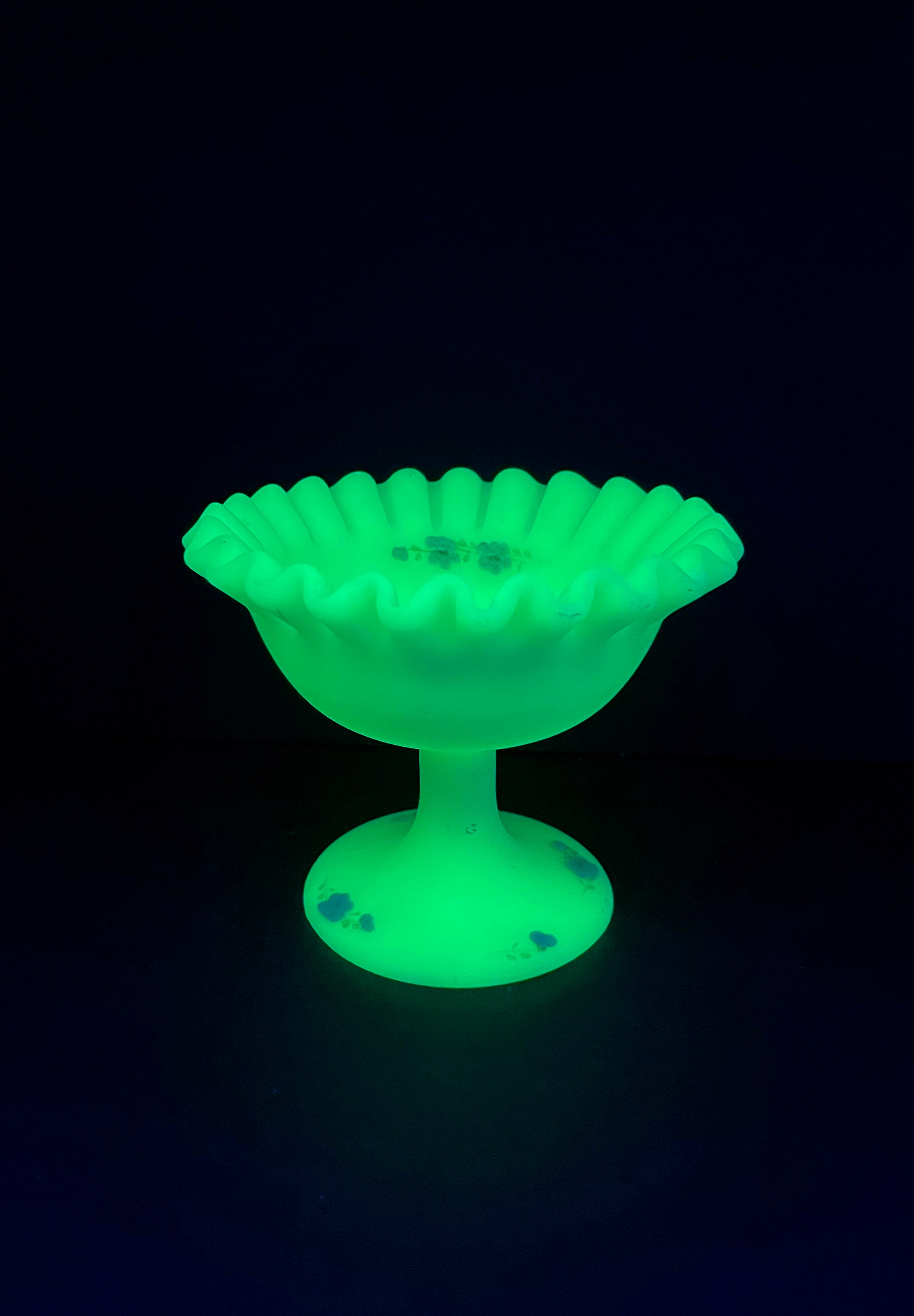 Hand Painted Fenton Custard Glass Round Compote Satin Custard - Etsy