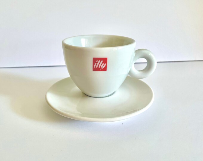 Illy Red Logo Cappuccino Cup and Saucer, Illy Coffee Mug, Porcelain ...