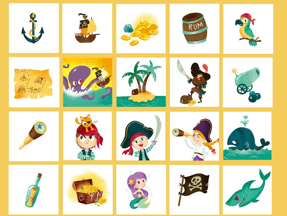 Pirates Memory Board Game Match Game Memory Game | Etsy