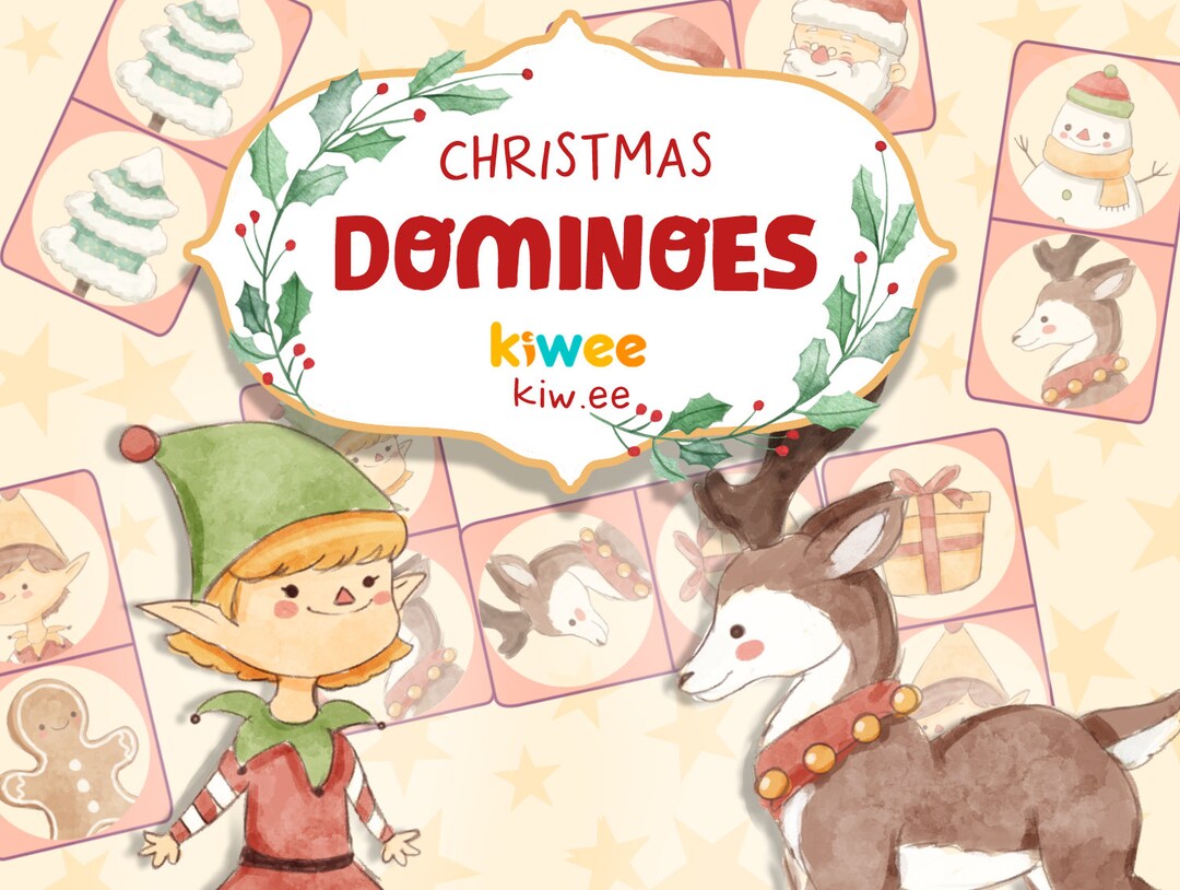 Printable Christmas Domino Game Printable Christmas Game for - Etsy