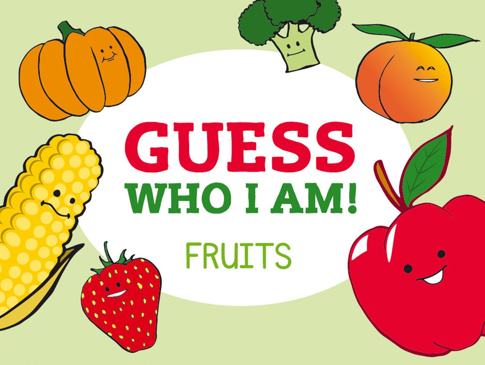 Printable GUESS Who I Am FRUITS Game Printable Game For Kids Etsy 