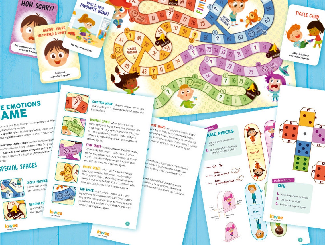 Emotions board Game Printable emotions for kids Emotions | Etsy