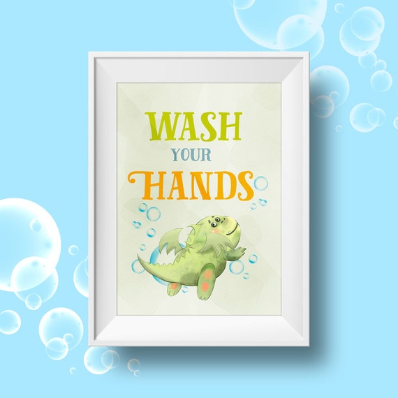 Printable Sign Wash Your Hands Little Dragon - Etsy