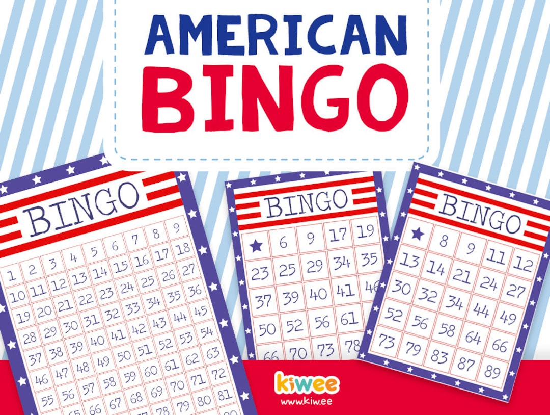 Board Game American Bingo Printable Bingo 4th July American Game USA ...