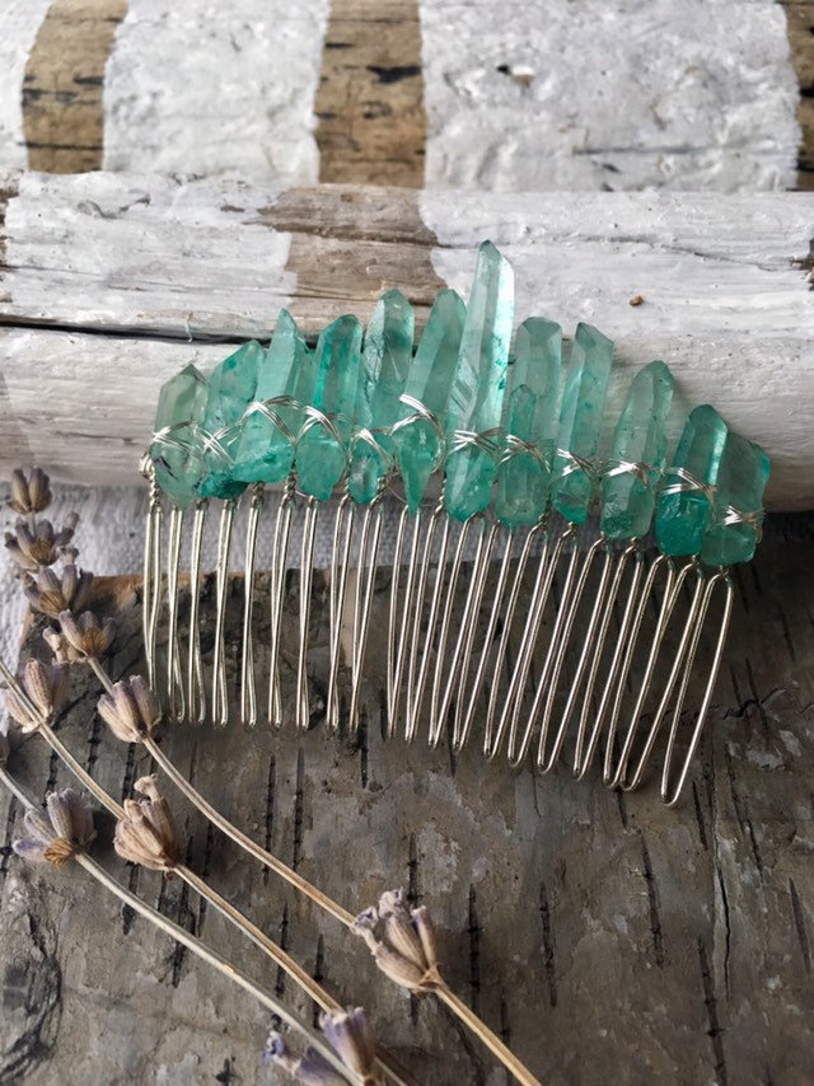 Raw Crystal Hair Comb Raw Stone Hair Comb Crystal Quartz - Etsy