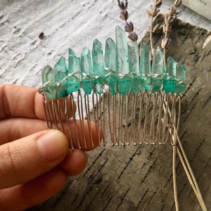 Raw Crystal Hair Comb Raw Stone Hair Comb Crystal Quartz - Etsy