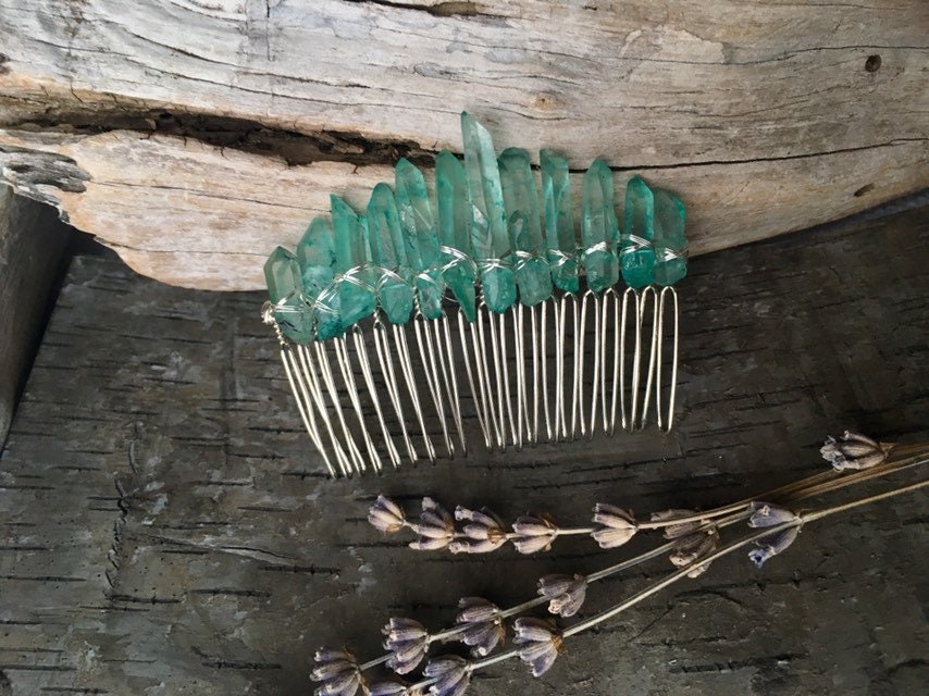 Raw Crystal Hair Comb Raw Stone Hair Comb Crystal Quartz - Etsy