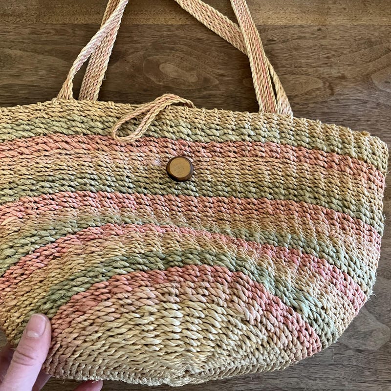 Woven Sisal Bag Pink - Etsy