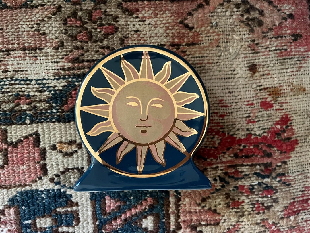 Vintage Whimsical 90s Sun & Moon Toothbrush Holder – Gold Yellow and ...