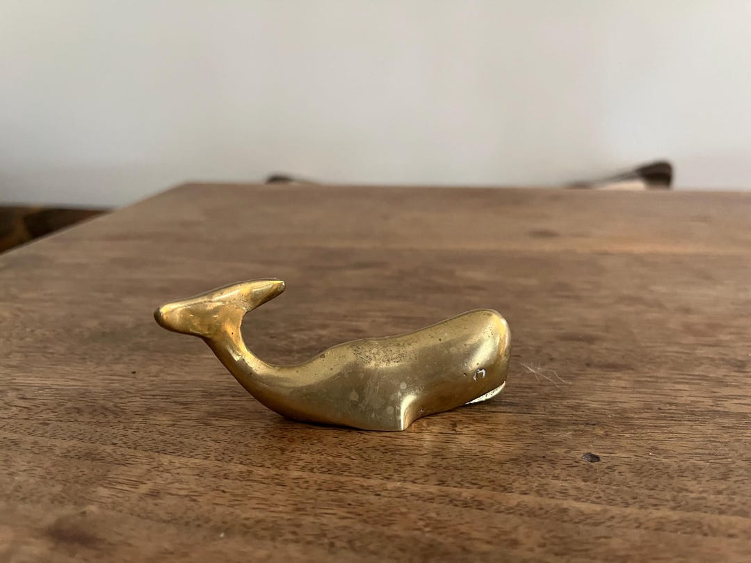 Vintage Mini Solid Brass Whale Figurine Nautical Ocean Animal Whimsy ...