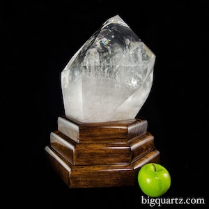 Extra Large Polished Quartz Crystal Point W/ Custom Wooden Light Stand ...