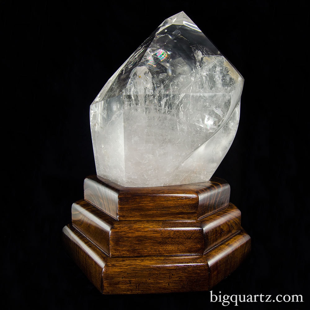 Extra Large Polished Quartz Crystal Point W/ Custom Wooden Light Stand ...