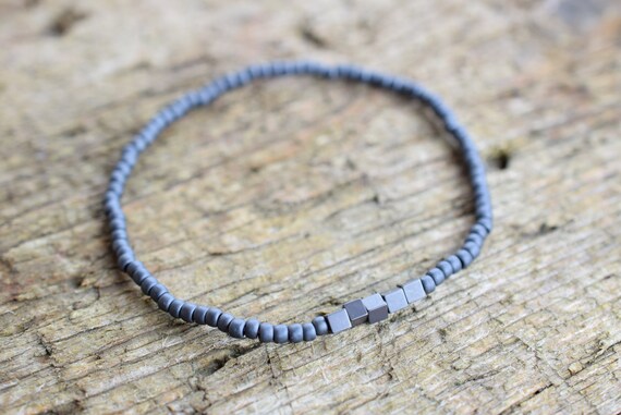 Matt Gray Mens Bead Bracelets Mens Thin Bracelet - Etsy