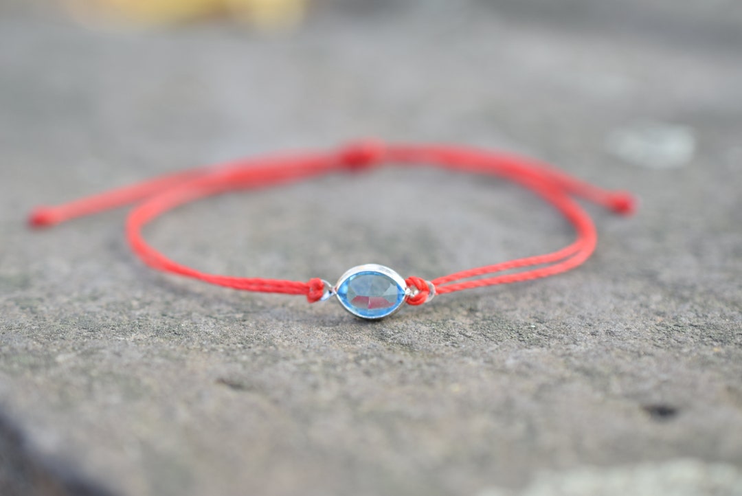 Red String Bracelet Red String Anklet Aquamarine Jewelry - Etsy