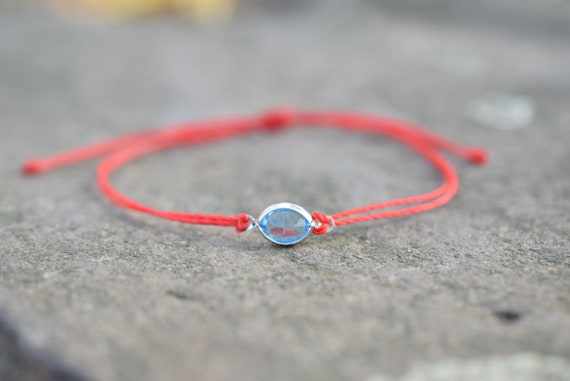 Red String Bracelet Red String Anklet Aquamarine Jewelry | Etsy