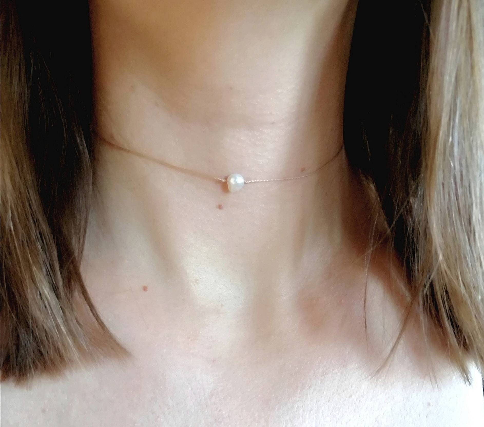 Tiny Pearl Choker Necklace Tiny String Choker Gift for - Etsy