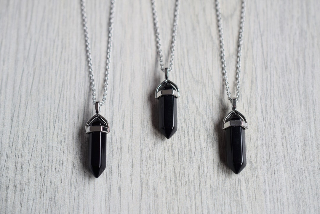 Obsidian Necklace, Healing Crystal Black Obsidian Necklace, Obsidian ...