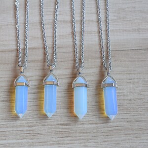 Crystal Point Healing Crystal Choker Necklace, Opalite Pendant Necklace ...