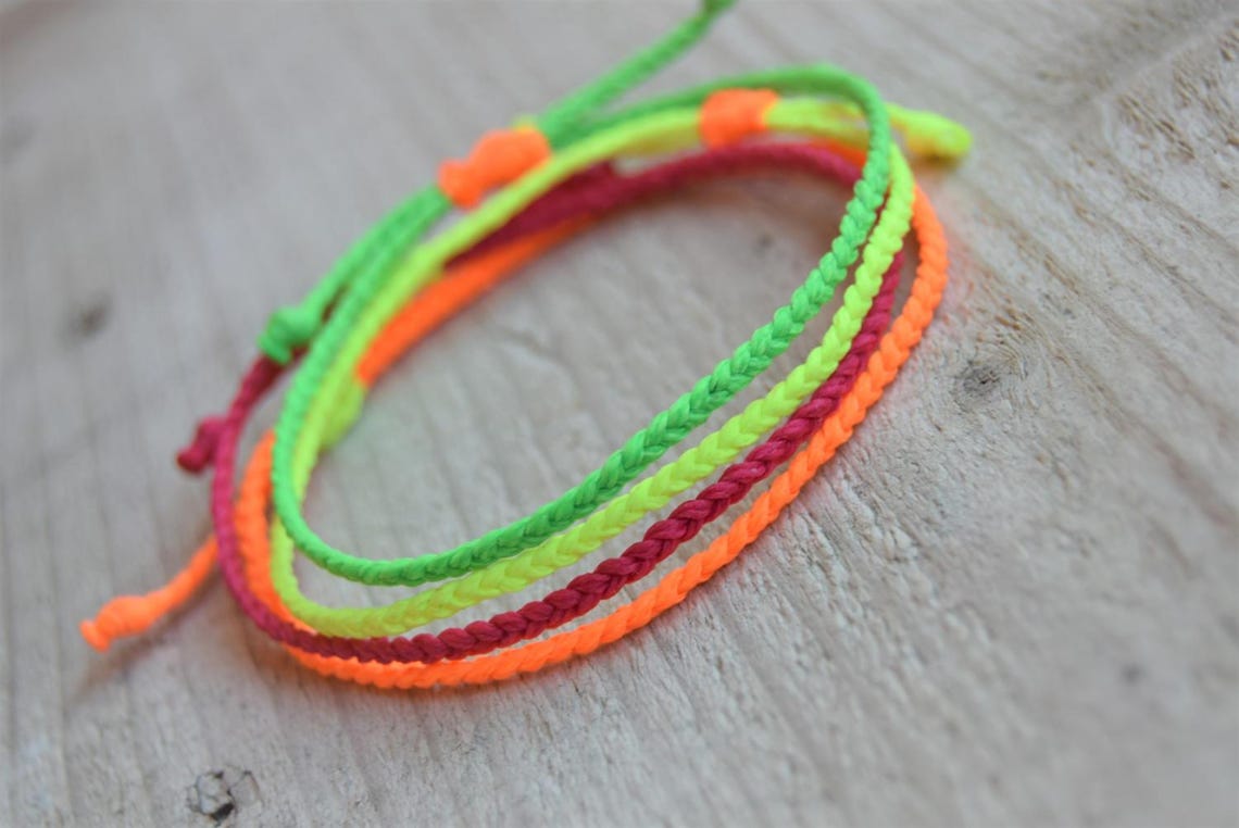 Thin Waxed String Bracelets Neon Friendship Bracelets Neon | Etsy UK