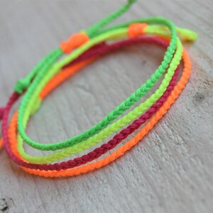 Thin Waxed String Bracelets Neon Friendship Bracelets Neon - Etsy