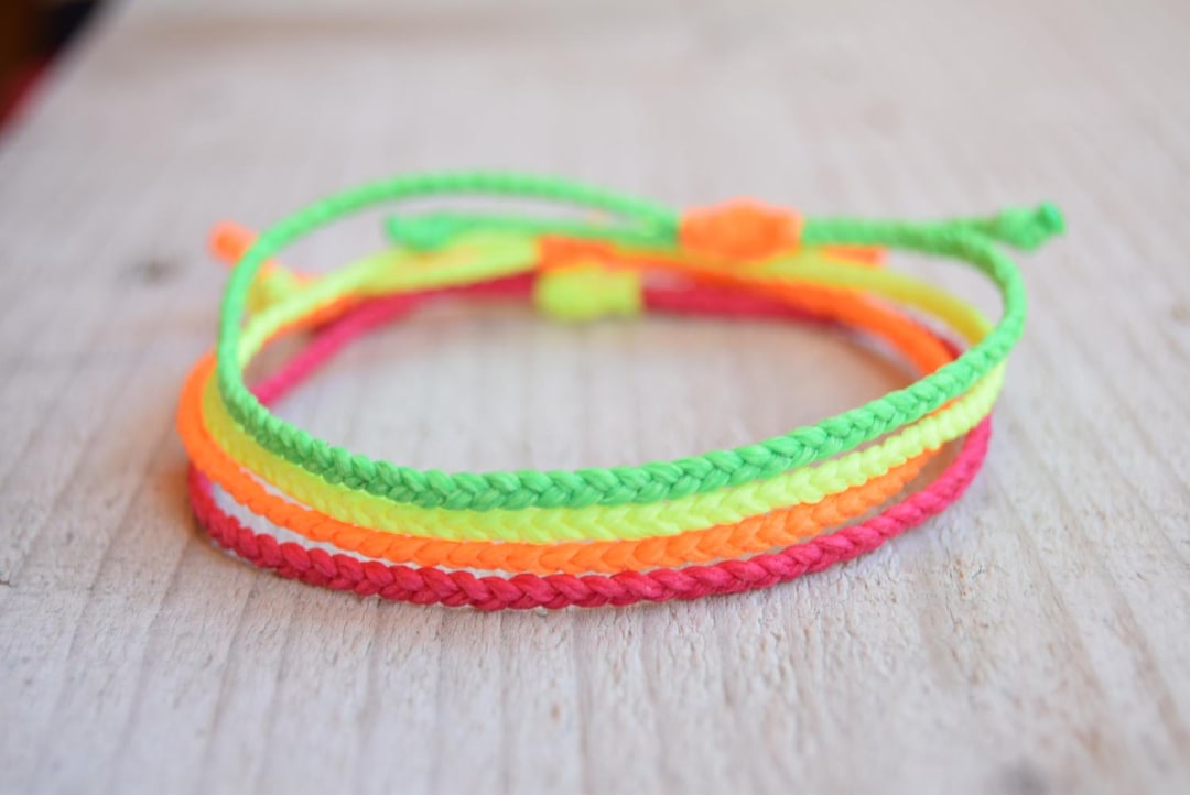 Thin Waxed String Bracelets Neon Friendship Bracelets Neon - Etsy