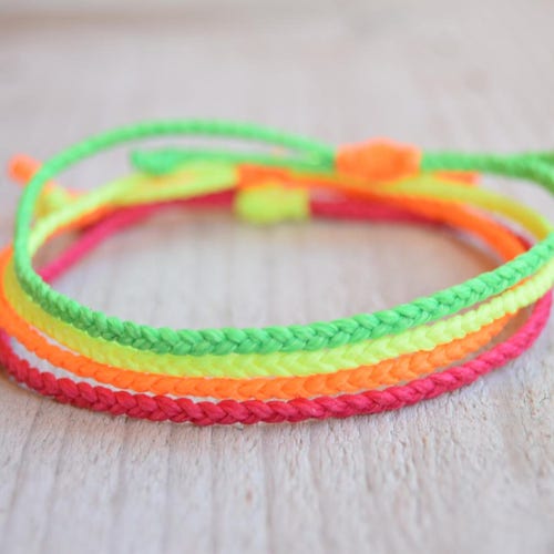 Thin Waxed String Bracelets Neon Friendship Bracelets Neon - Etsy