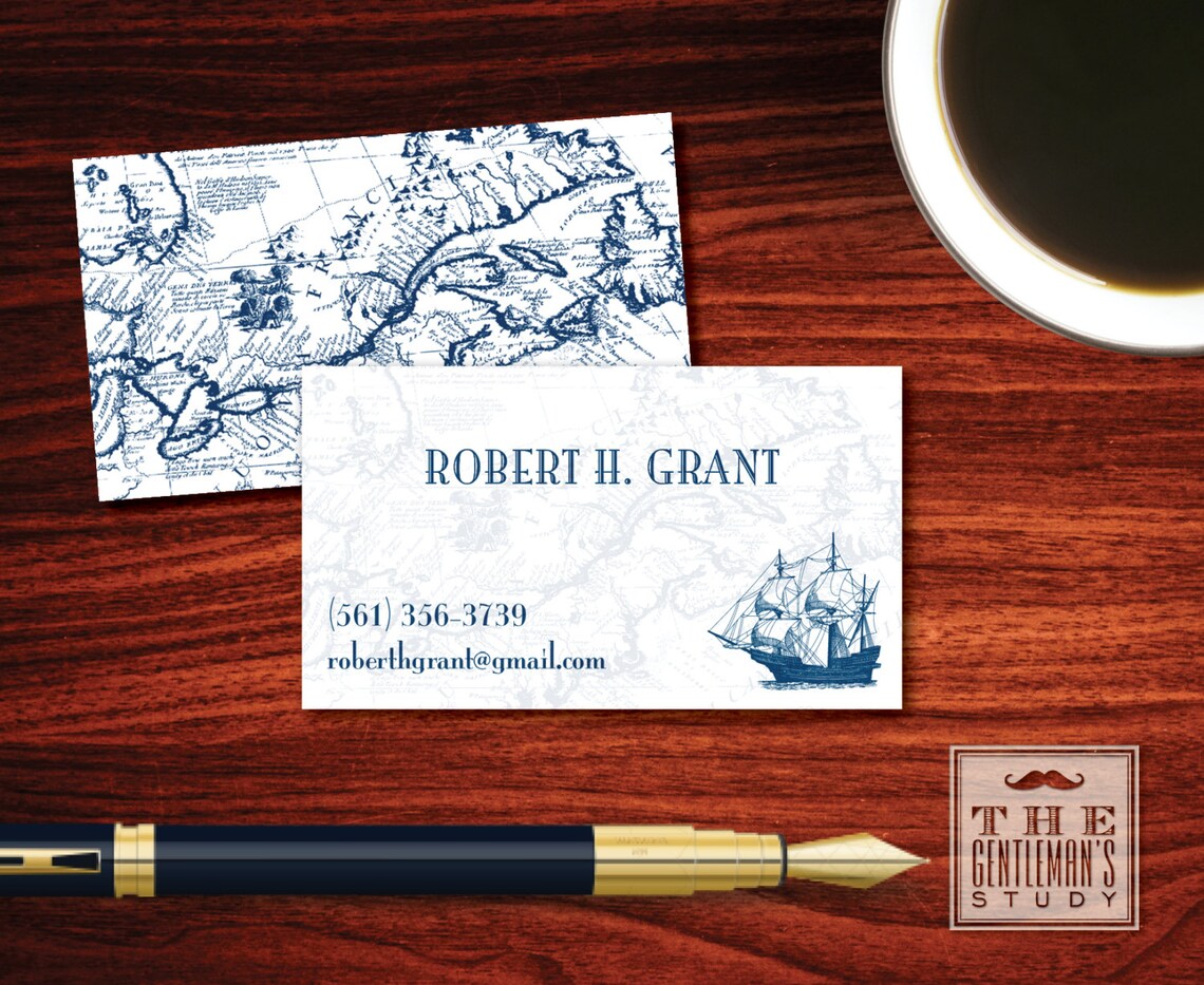 Clipper Ship Calling Cards Nautical Masculine Personal - Etsy