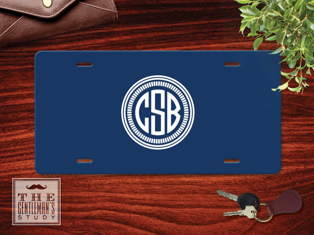 Camden Circle Monogram License Plate Personalized Car Tag Preppy Front ...