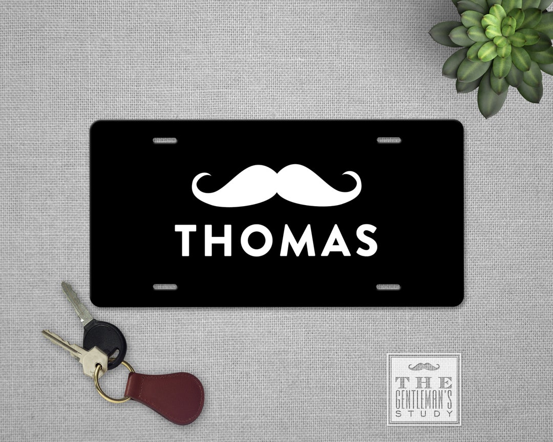 Moustache Monogrammed License Plate - Personalized Front Car Tag - Etsy