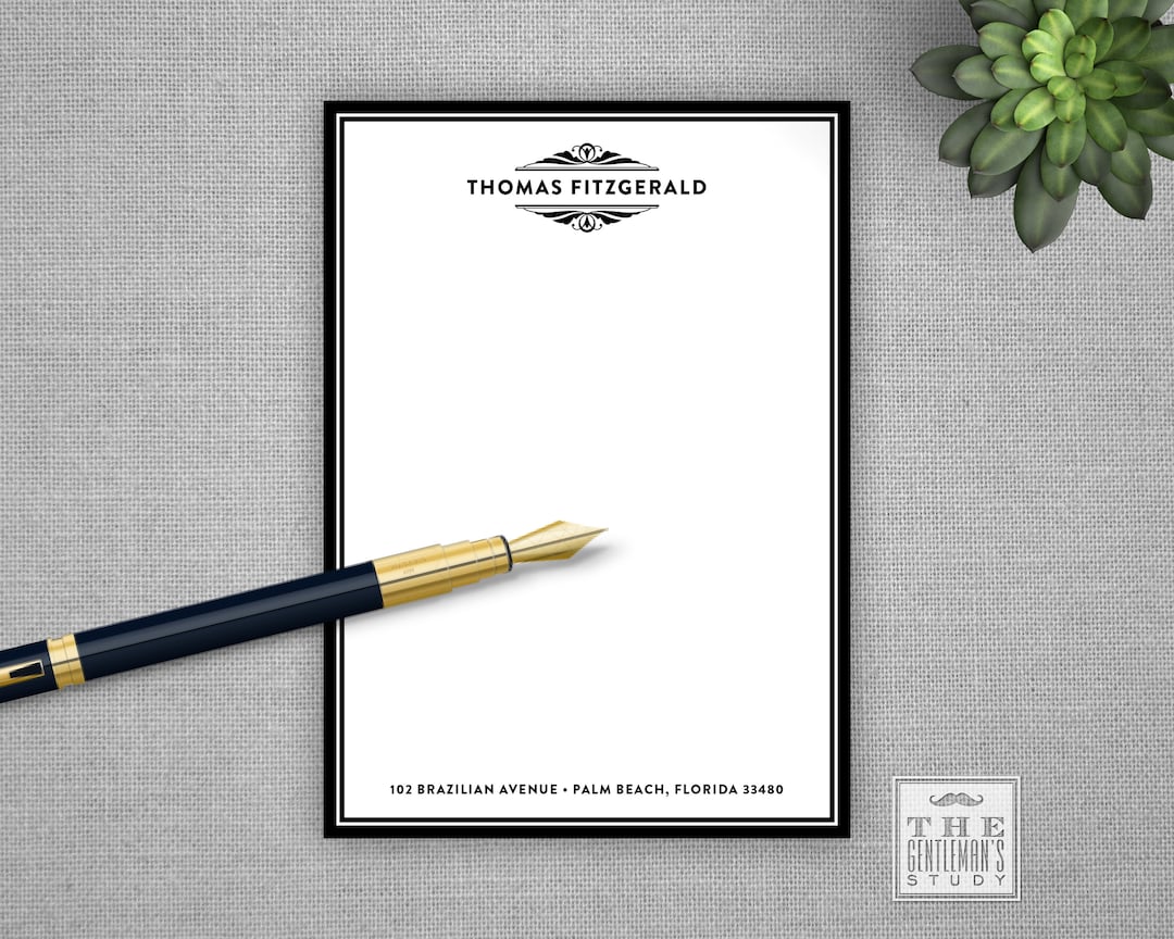 Gatsby Notepad - 5" X 7" Personalized Art Deco Style Memo Pads - Etsy