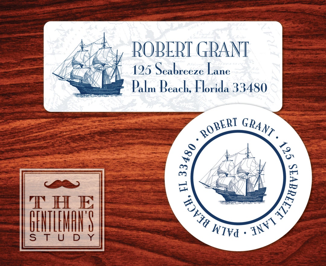 Clipper Ship Personalized Return Address Labels 1 X 2.625 Rectangular ...