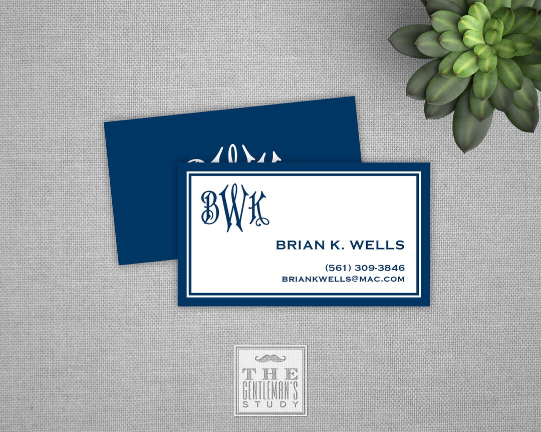 Regency Monogram Calling Cards - Men's Personal Business Cards ...